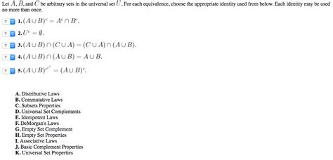 Solved Let A B And C Be Arbitrary Sets In The Universal Chegg