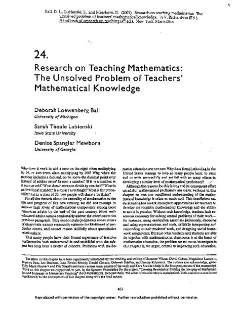 Pdf Research On Teaching Mathematics The Unsolved Problem Of
