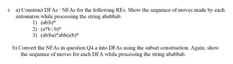 Solved A Construct DFAs NFAs For The Following REs Chegg