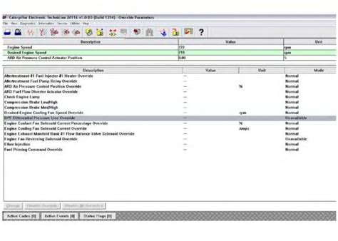 C13 C15 And C18 Engines Cat ET Service Features Override Parameters Caterpillar Engines