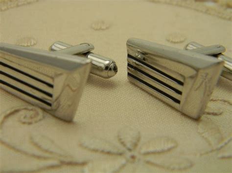 Vintage Hickok Silver Mid Century Cuff Links