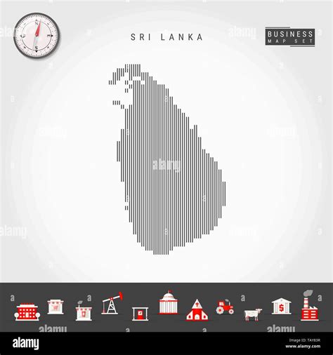 Vector Vertical Lines Pattern Map Of Sri Lanka Striped Simple