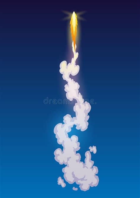 Rocket Trail Fire Smoke, Spaceship Launch with Clouds, Spaceflight Effects. Space Rocket of ...