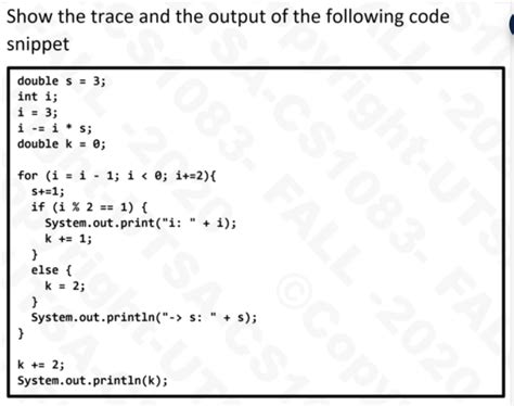 Solved Show The Trace And The Output Of The Following Code Chegg