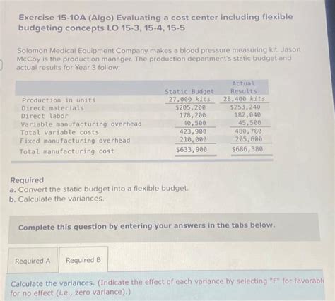 solved exercise 15 10a algo evaluating a cost center