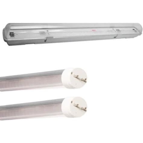 Kit De Réglette Led Etanche Double Pour Tubes T8 60cm Ip65 2 Tubes