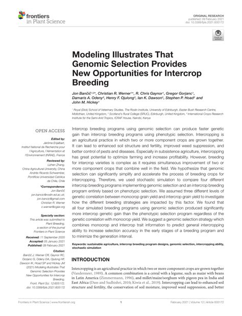 Pdf Modeling Illustrates That Genomic Selection Provides New