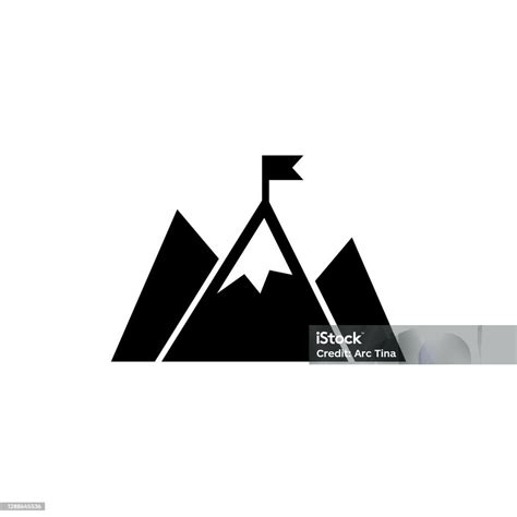 업적 최고 포인트 산 골 플래그 플랫 벡터 아이콘 그림입니다 흰색 배경에 간단한 검은 기호 웹 및 모바일 Ui 요소에 대한 달성률 최고 점 대상 플래그 기호 디자인 템플릿