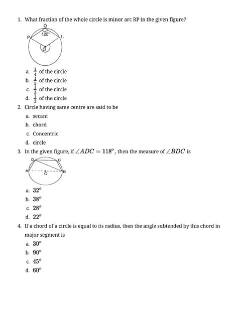 Class 9 Circle Test Pdf