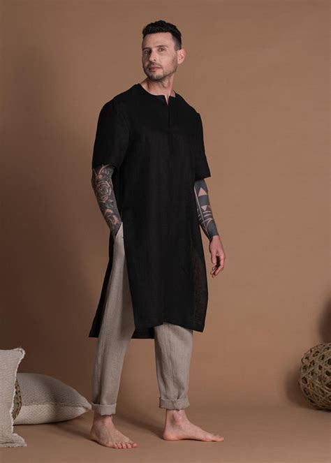 Linen Tunic Men Mens Cotton Linen Flaxikings Cut Blouse With