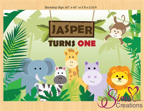 Safari Theme Printable Backdrop Banner Custom Photo Safari Theme Party Jungle Safari