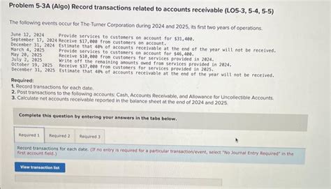 solved problem 5 3a algo record transactions related to