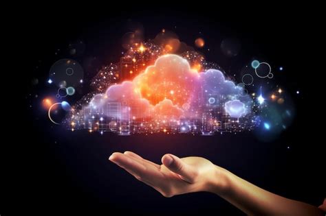 Premium Photo Cloud Computing Concept With Digital Screen With Glowing Cloud And Application