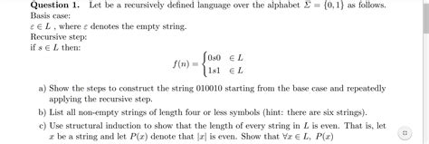 Discrete Mathematics Recursively Defined Functions For String