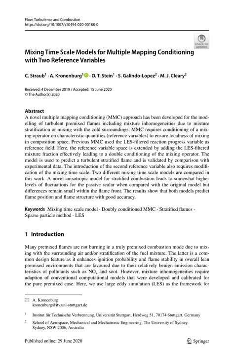 pdf mixing time scale models for multiple mapping conditioning with