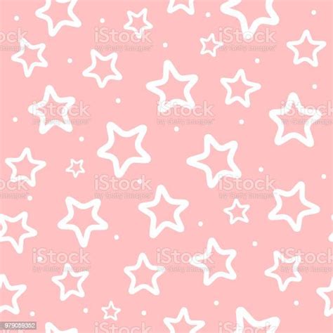 반복 되는 화이트 라운드 도트 핑크 바탕에 별 개요 귀여운 여자에 대 한 완벽 한 패턴입니다 끝 없는 소녀의 인쇄 0명에 대한