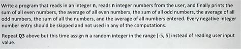 solved write a program that reads in an integer n reads n