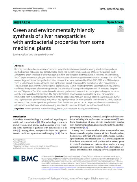 Pdf Green And Environmentally Friendly Synthesis Of Silver Nanoparticles With Antibacterial
