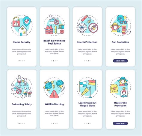 Premium Vector Planning Summer Vacation Onboarding Mobile App Page Screens Set