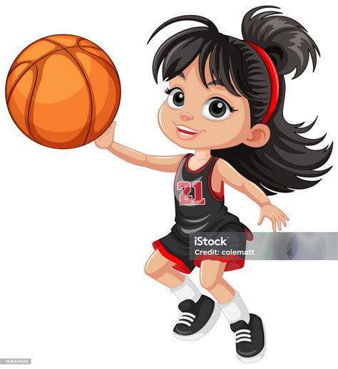 Karakter Kartun Pemain Basket Wanita Ilustrasi Stok Unduh Gambar