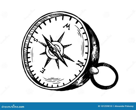Vintage Compass Engraving Vector Illustration Stock Vector