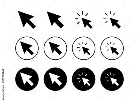 Set Of Click Icons Cursor Icon Computer Mouse Click Cursor Black Arrow Icons Stock Vector