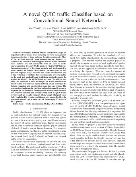 Pdf A Novel Quic Traffic Classifier Based On Convolutional Neural