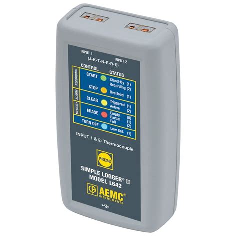aemc dual input thermocouple simple logger ii
