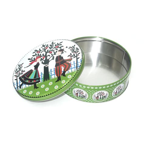 Custom Embossed Lid Metal Boxes 3 Sizes Food Storage Cookie Candy T Packaging Metal Box Round