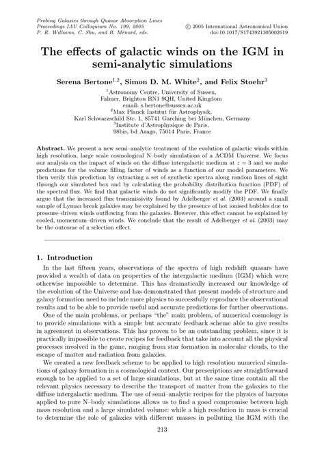 Pdf The Effects Of Galactic Winds On The Igm In Semi Analytic Simulations