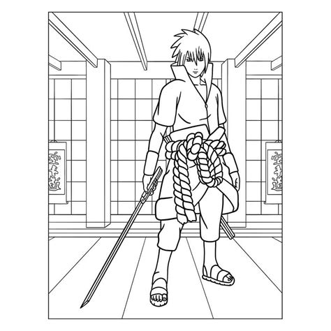 Раскраска Саске Учиху распечатать раскраски для детей