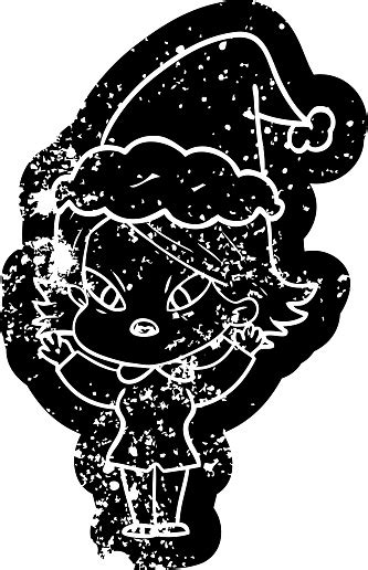 산타 모자를 쓰고 스트레스를 받는 여자의 기발한 만화 고민 아이콘 낙서 드로잉에 대한 스톡 벡터 아트 및 기타 이미지 낙서 드로잉 만화 모자 모자류 Istock