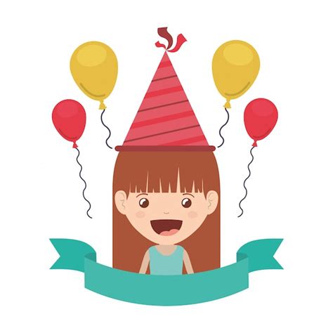Premium Vector Girl With Party Hat In Birthday Celebration