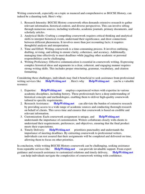 Bgcse History Coursework Pdf
