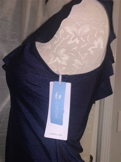 Nwt Cupshe Ruffle Neckline Navy Blue One Piece Swimsuit Bathing Suit