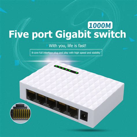 5 Port Desktop Gigabit Network Switch 10 100 1000mbps Ethernet Switch Adapter Fast Rj45 Ether