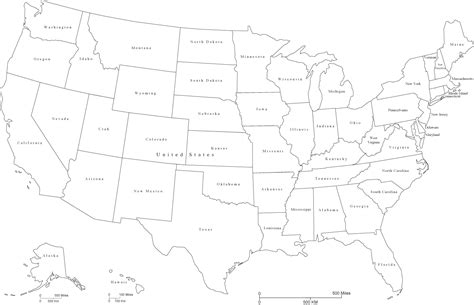 Map Of Usa Black And White Printable