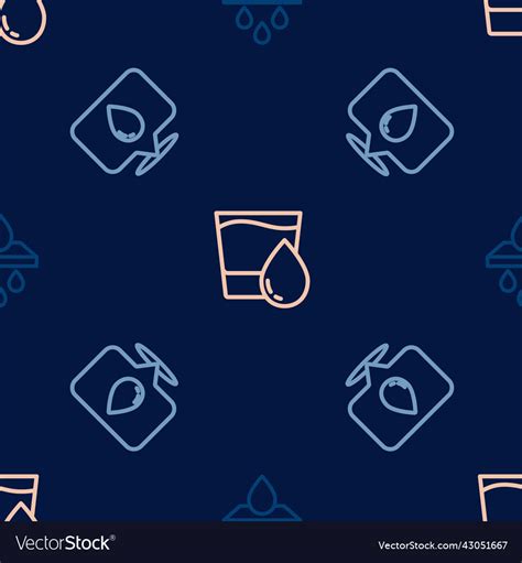 Set Line Water Filter Cartridge Drop Royalty Free Vector