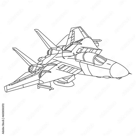 Poster Military Aircraft F 14 Tomcat Outline Illustration Muurposter Europosters
