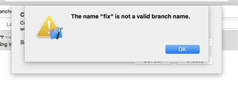 Xcode Why Does Creating New Branches In Xcode9 Always Fail With Not A Valid Branch Name