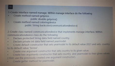 Solved 11 1 Create Interface Named Manage Within Manage