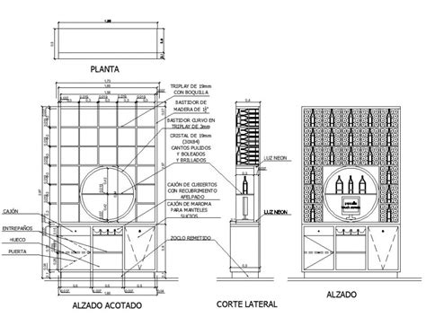 Elevation And Plan Detail Of Cad Furniture Block Layout Autocad File