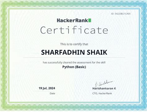 Python Certificate Hackerrank Pdf