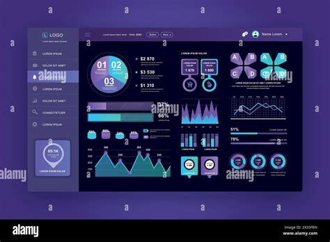 Dashboard UI Admin Panel Vector Design Template With Infographic
