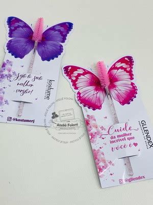 Card Borboleta Escovinha De Cilios Personalizado Compre Produtos Personalizados No Elo