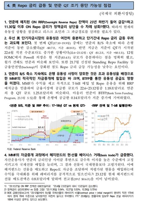 [자료] 한은 연준 Qt 과정서 단기자금시장 혼란 촉발 가능성 낮아 여유유동성 줄면서 시장 경계감은 커질 것