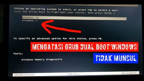 Mengatasi Grub Dual Boot Windows Tidak Muncul Youtube