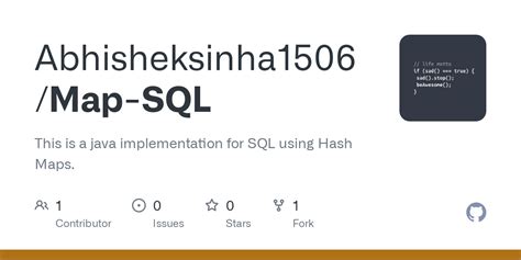Github Abhisheksinha1506 Map Sql This Is A Java Implementation For Sql Using Hash Maps