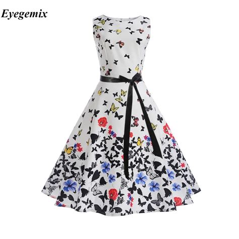 Summer Dress Women 2018 New Floral Print 50s 60s Vintage Dress With