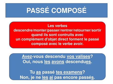 Ppt Accord Du Passé Composé Exceptions Powerpoint Presentation